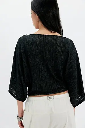 Free People Amber Breeze Off-the-shoulder Sweater - Black