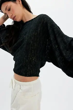 Free People Amber Breeze Off-the-shoulder Sweater - Black