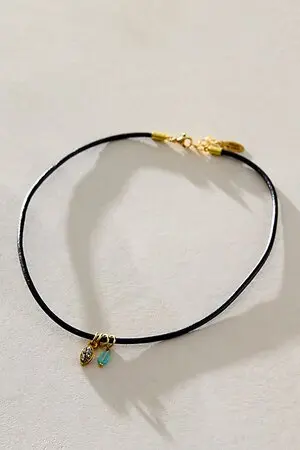 MARLY MORETTI Cord Necklace With Stone Charms - Black
