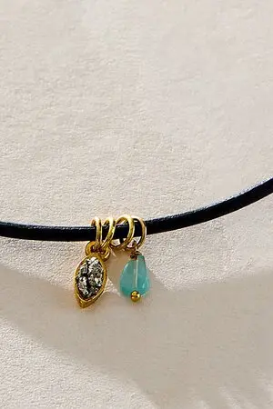 MARLY MORETTI Cord Necklace With Stone Charms - Black