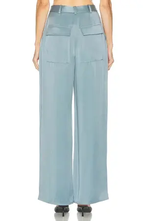 Lapointe Satin Relaxed Pleated Pant - Light Slate