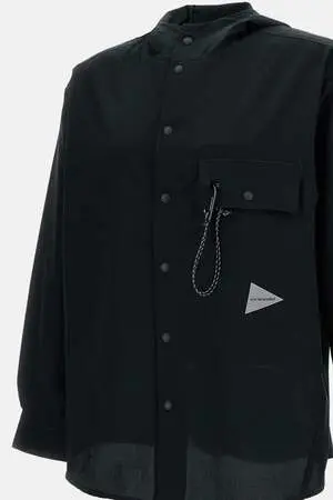 AND WANDER Water-repellent Hooded Jacket - Nero