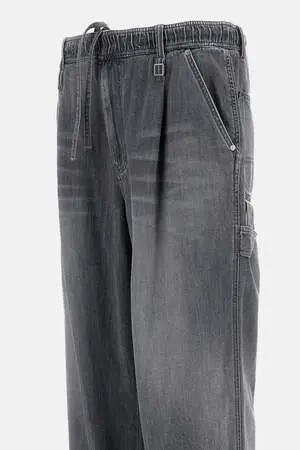 WOOYOUNGMI Denim Trousers With Drawstring - Grigio