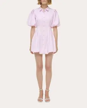 Simkhai Cleo Poplin Puff-sleeve Shirt Dress - Pink