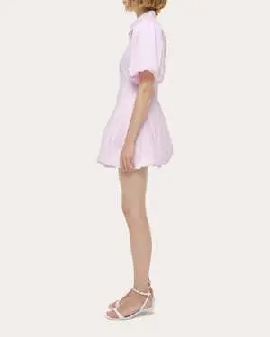 Simkhai Cleo Poplin Puff-sleeve Shirt Dress - Pink