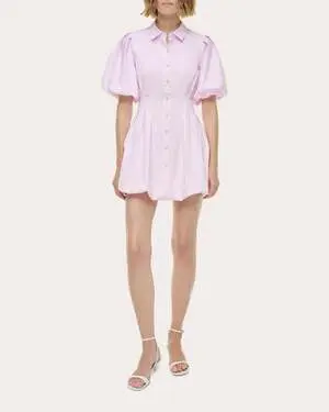 Simkhai Cleo Poplin Puff-sleeve Shirt Dress - Pink