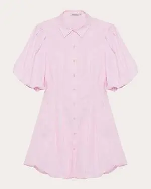 Simkhai Cleo Poplin Puff-sleeve Shirt Dress - Pink