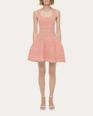 Simkhai Cally Stripe Knit Fit & Flare Mini Dress - Orange