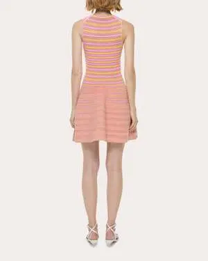 Simkhai Cally Stripe Knit Fit & Flare Mini Dress - Orange