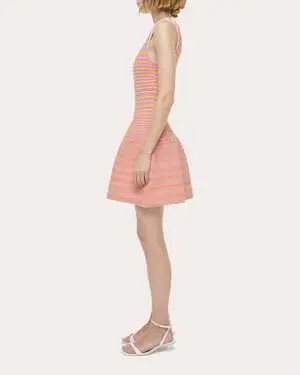 Simkhai Cally Stripe Knit Fit & Flare Mini Dress - Orange