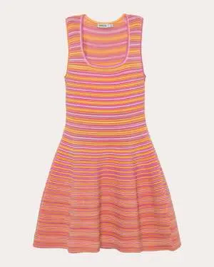 Simkhai Cally Stripe Knit Fit & Flare Mini Dress - Orange
