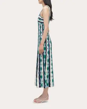 Simkhai Christina Stripe Eyelet Knit Midi Dress - Multicolor