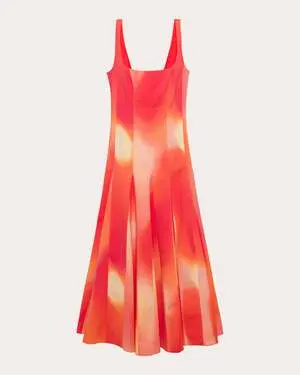 Simkhai Lara Abstract Pleated Fit & Flare Midi Dress