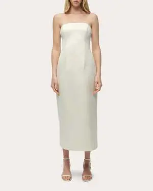 Simkhai Enid Satin Bustier Strapless Midi Dress