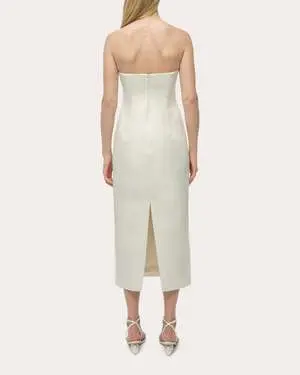 Simkhai Enid Satin Bustier Strapless Midi Dress