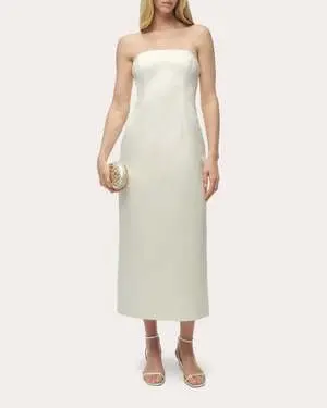 Simkhai Enid Satin Bustier Strapless Midi Dress