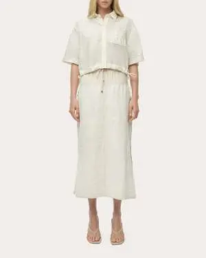 Simkhai Huxen Textured Wave Drawstring Midi Skirt - White