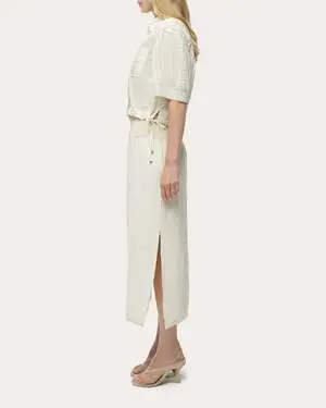 Simkhai Huxen Textured Wave Drawstring Midi Skirt