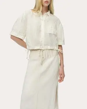 Simkhai Huxen Textured Wave Drawstring Midi Skirt