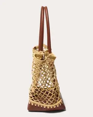 Simkhai Caspian Woven Raffia And Leather Tote - Neutral
