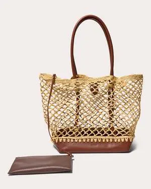 Simkhai Caspian Woven Raffia And Leather Tote - Neutral