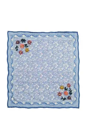 Chan Luu Embroidered Floral Bandana Blue