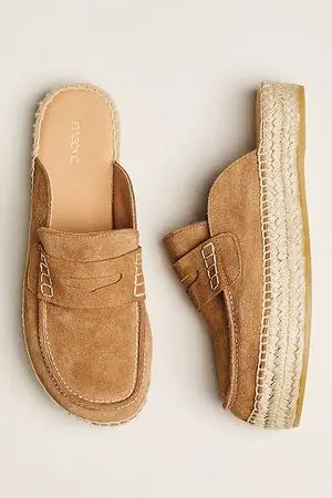 Maeve Loafer Espadrille Slides - Tan Suede