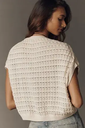 Anthropologie Short-sleeve Cotton Cardigan Top