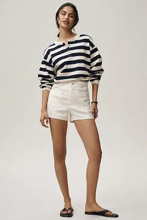 Maeve Colette Linen Stretch High-rise Shorts - Chalk White