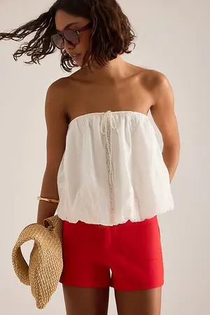 Maeve Colette Len Stretch High-rise Shorts - Cherry Bomb