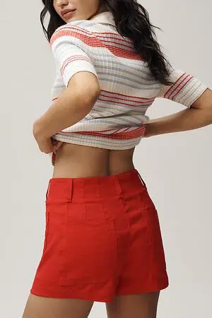 Maeve Colette Len Stretch High-rise Shorts - Cherry Bomb