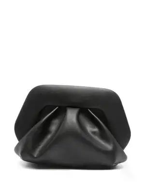 THEMOIRE Small Bios Ruched-top Clutch Bag - Black