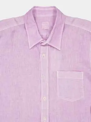 120% Lino Lilac Soft Fade Linen Shirt - Pink