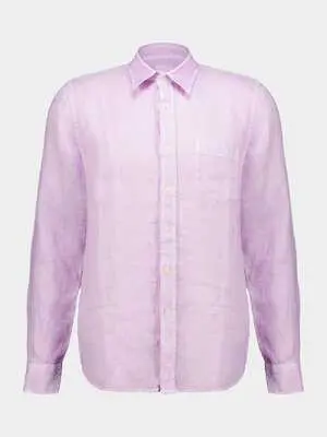 120% Lino Lilac Soft Fade Linen Shirt Pink