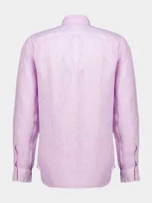 120% Lino Lilac Soft Fade Linen Shirt - Pink