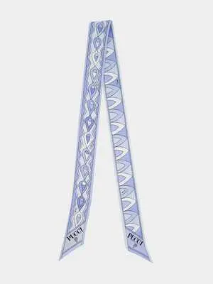 Emilio Pucci Pale Mixed Print Silk Twill Bandeau Scarf - Blue