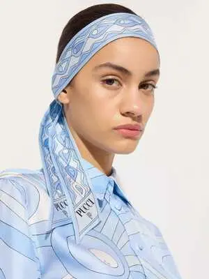 Emilio Pucci Pale Mixed Print Silk Twill Bandeau Scarf