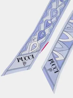 Emilio Pucci Pale Mixed Print Silk Twill Bandeau Scarf