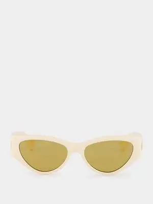Valentino Garavani Ivory And Brown Vain Light Bio Inject Sunglasses - Cream