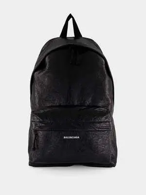 Balenciaga Explorer Leather Backpack - Black