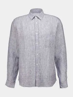 Frescobol Carioca Navy Telles Linen Shirt - Blue