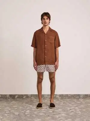Frescobol Carioca Copacabana Print Swim Shorts - Brown