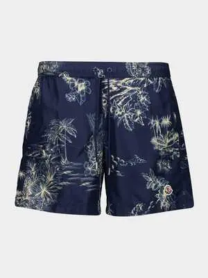 Moncler Floral Print Swim Shorts - Blue