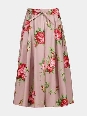 Dolce & Gabbana Rose Bouquet Print Pleated Midi Skirt - Pink