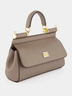 Dolce & Gabbana Sicily Mini Leather Handbag - Beige