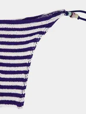 Bond Eye Beaded Tie-side Bikini Brief - Blue
