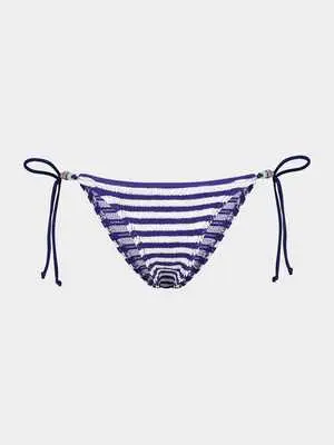 Bond Eye Beaded Tie-side Bikini Brief - Blue