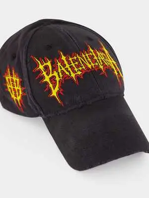 Balenciaga Faded Sacré Cœur Embroidered Cap - Black