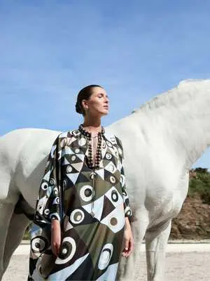 Emilio Pucci Occhi Silk Embellished Kaftan - Multicolour