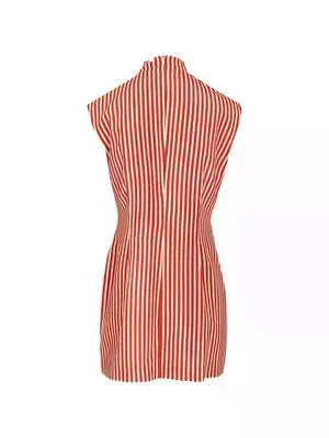 HUI HUI Striped Mandarin-collar Top